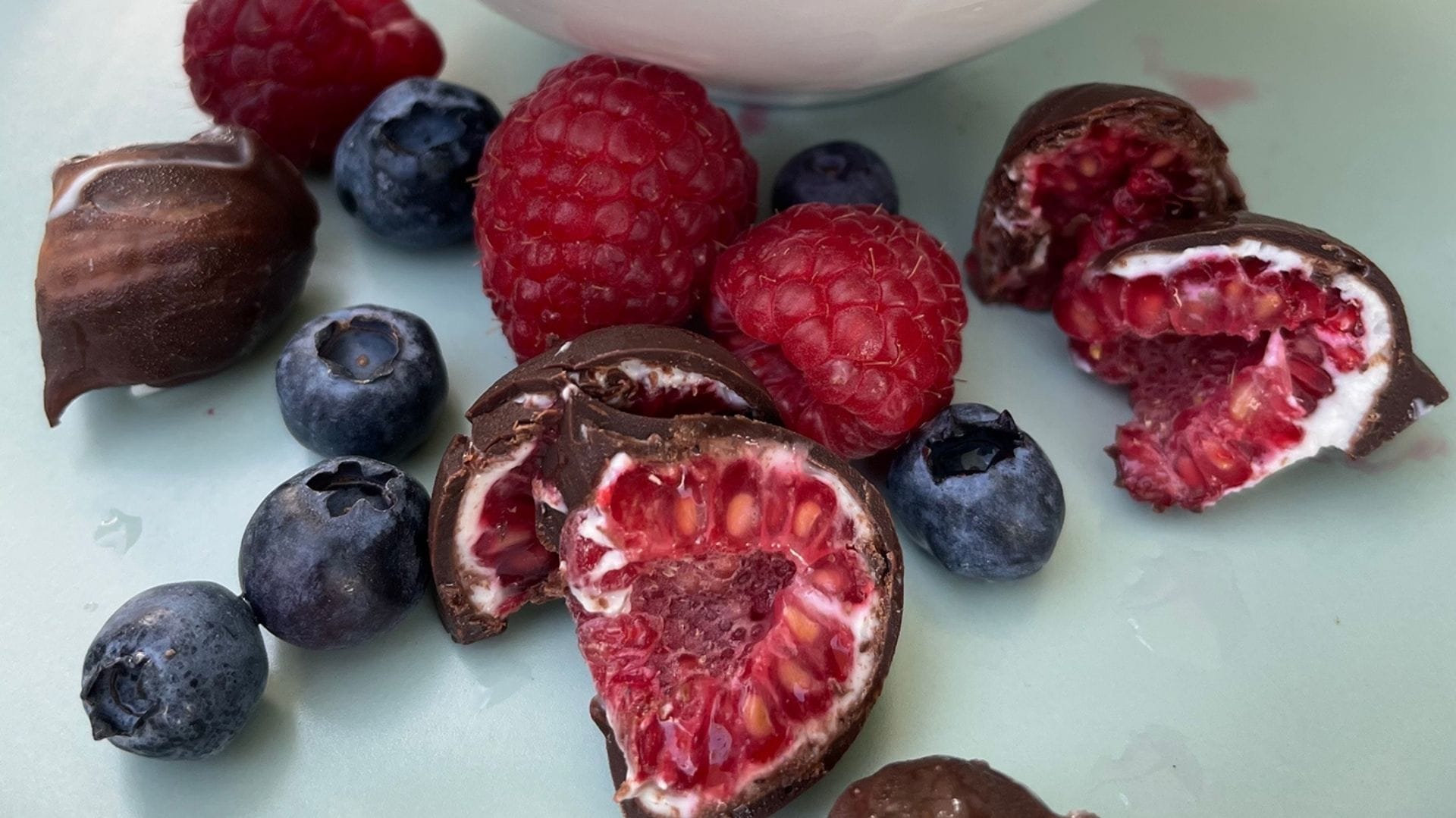 Chocolate frozen berries